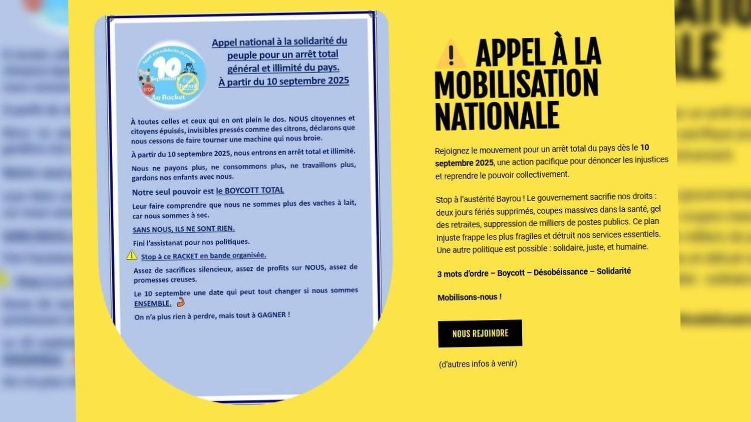Appel à un arrêt total, général et illimité en France dès le 10 ...